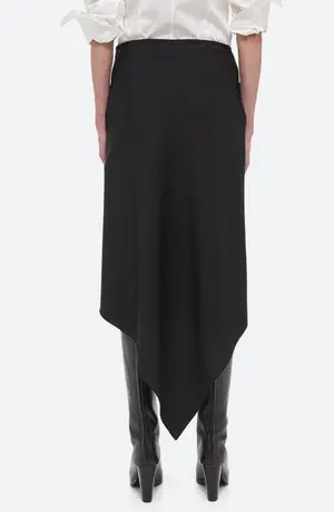 Helmut Lang Scarf Hem Virgin Wool Maxi Skirt - Black