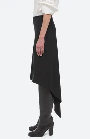 Helmut Lang Scarf Hem Virgin Wool Maxi Skirt - Black