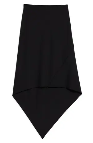 Helmut Lang Scarf Hem Virgin Wool Maxi Skirt - Black