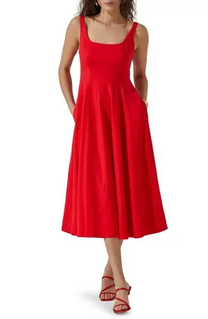 astr the label lace midi dress red Astr The Label Lace Midi Dress A Line