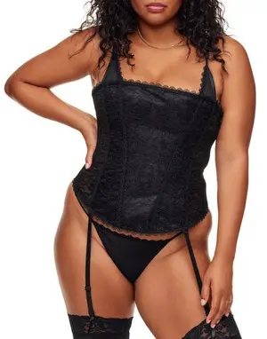 ADORE ME Lace Corset And G-string Set - Black