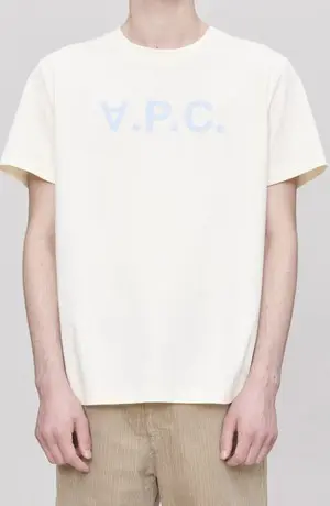 A.p.c. Grand V.p.c. Logo T-shirt Ecru / Blue Ciel