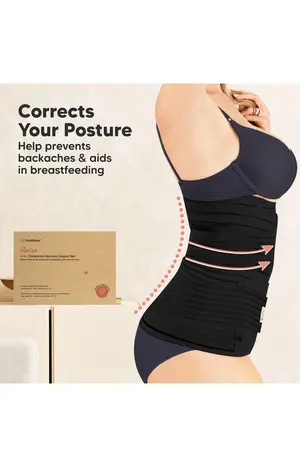 KEABABIES Revive 3-in-1 Postpartum Recovery Support Belt - Midnight Black