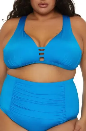 BECCA® By Rebecca Virtue Becca Tab Inset Halter Bikini Top Adriatic Blue