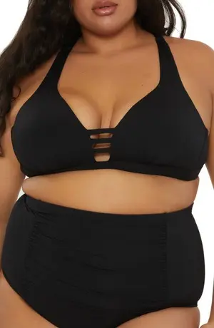 BECCA® By Rebecca Virtue Becca Tab Inset Halter Bikini Top Black