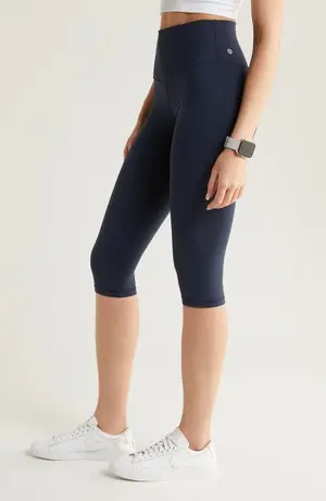Zella Studio Luxe High Waist Capri Leggings - Navy Sapphire