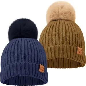 KEABABIES 2-pack Pom Knitted Beanie - Blast
