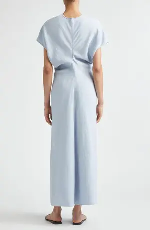 TOTEME Crinkle Texture Knit Maxi Dress - Sky