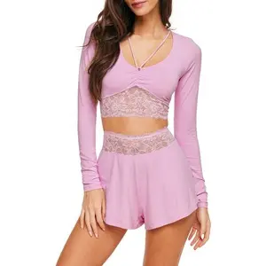 ADORE ME Madelynn Pajama Set - Medium Pink