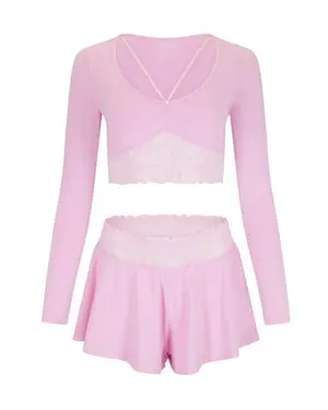 ADORE ME Madelynn Pajama Set - Medium Pink