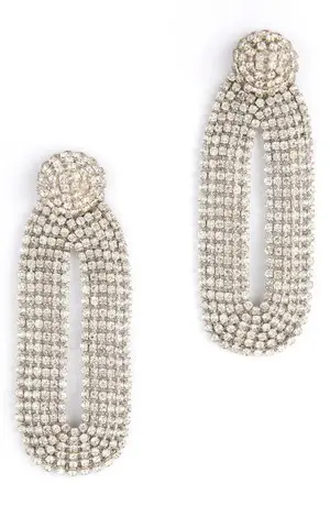 Deepa Gurnani Shyna Crystal Drop Earrings - Silver