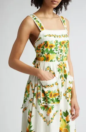 knee length dresses for ladies Farm Rio Papaya Salad Scarf Mini Dress