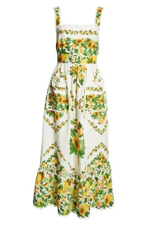 Farm Rio Papaya Salad Scarf Print Linen Blend Maxi Dress In Off-White - 50%  Off | Editorialist