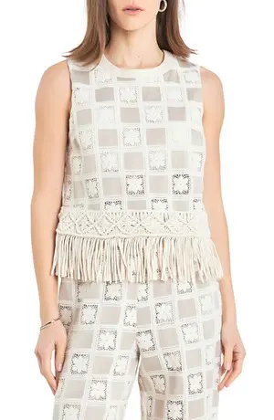 English Factory Crochet Lace Patchwork Tank