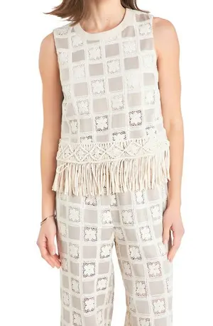 English Factory Crochet Lace Patchwork Tank