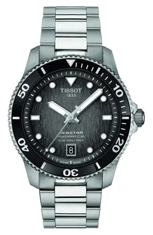 TISSOT Seastar 1000 Powermatic 80 Bracelet Watch - Black/silver