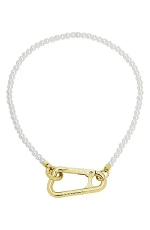 ALLSAINTS Imitation Pearl Carabiner Collar Necklace - Gold