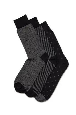 CHARLES TYRWHITT Cotton Rich Socks 3 Pack - Black & Grey