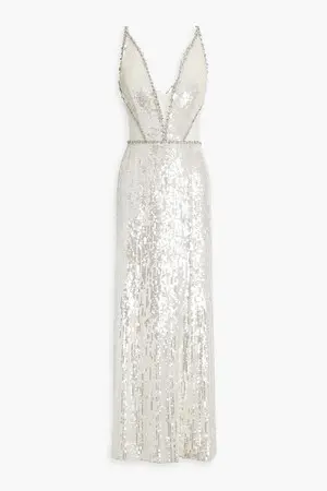 Jenny Packham Amara Crystal-embellished Sequined Tulle Gown