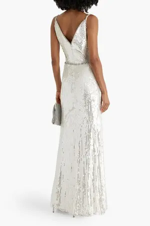 Jenny Packham Amara Crystal-embellished Sequined Tulle Gown