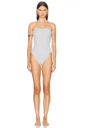 Hunza G Brooke One-Piece Swimsuit Metallic Grey & Silver