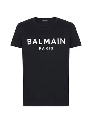Balmain Logo Cotton T-shirt Noir Blanc