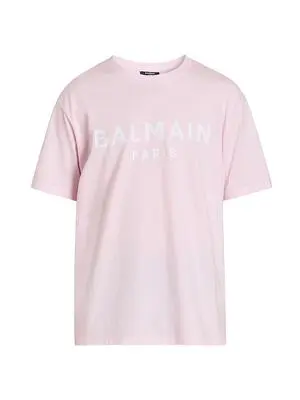 Balmain Logo Cotton T-shirt Rose White