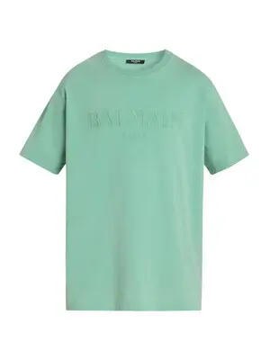 Balmain Logo-embroidered Cotton T-shirt Mint