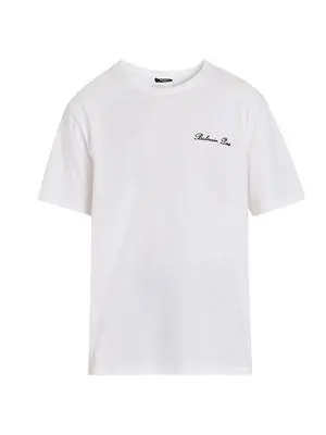 Balmain Logo-embroidered Cotton T-shirt White Black