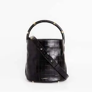 J. LOWERY Max Bucket Bag In Croc - Black
