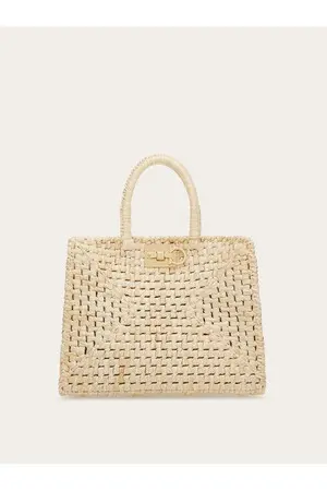 FERRAGAMO Studio Box Raffia Bag - Red