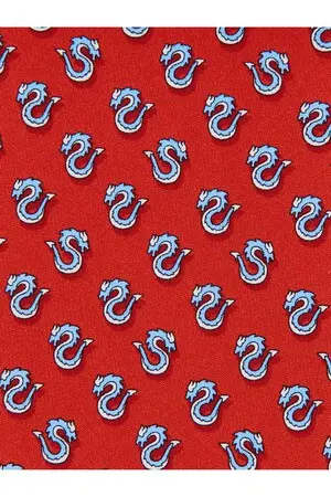 FERRAGAMO Dragon Print Silk Tie