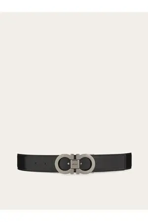 FERRAGAMO Reversible Adjustable Gancini Belt - Natural