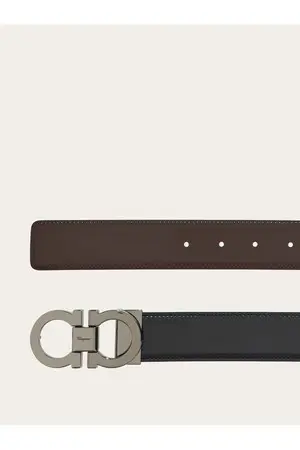FERRAGAMO Reversible Adjustable Gancini Belt - Natural