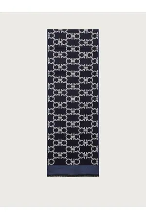FERRAGAMO Gancini Scarf Navy