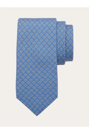 FERRAGAMO Tetris Print Standard Neck Tie - Blue