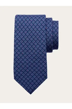 FERRAGAMO Tetris Print Standard Neck Tie - Navy