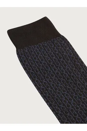 FERRAGAMO Medium Gancini Crew Socks - Black