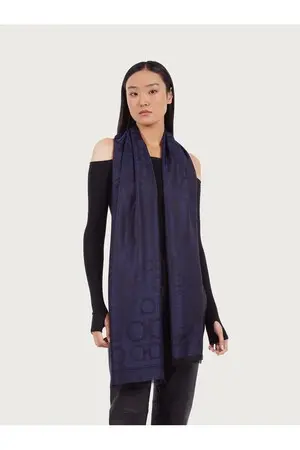FERRAGAMO Gancini Stole - Navy
