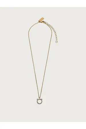 FERRAGAMO Gancini Crystal Necklace - Gold