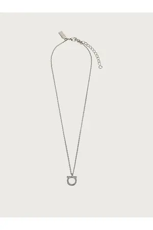 FERRAGAMO Gancini Crystal Necklace - Silver