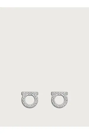 FERRAGAMO Gancini Crystal Stud Earrings - Gold