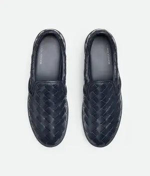 Bottega Veneta Intrecciato Leather Slip-on Sneakers - Space