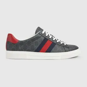Gucci Ace Sneaker With Web And Gg Canvas - Black