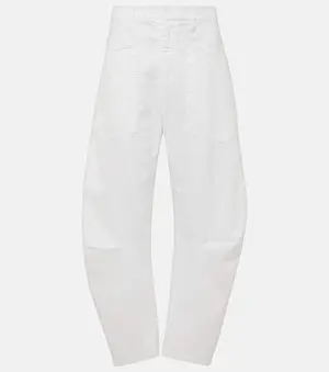NILI LOTAN Shon Cotton Twill Barrel-leg Pants - White