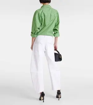 NILI LOTAN Shon Cotton Twill Barrel-leg Pants - White
