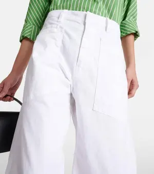 NILI LOTAN Shon Cotton Twill Barrel-leg Pants - White