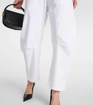NILI LOTAN Shon Cotton Twill Barrel-leg Pants - White