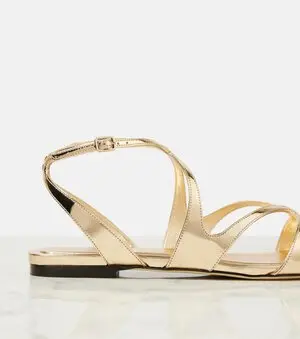 JIMMY CHOO Ayla Metallic Leather Sandals - Gold