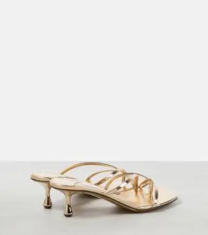 JIMMY CHOO Etana Metallic Leather Mules